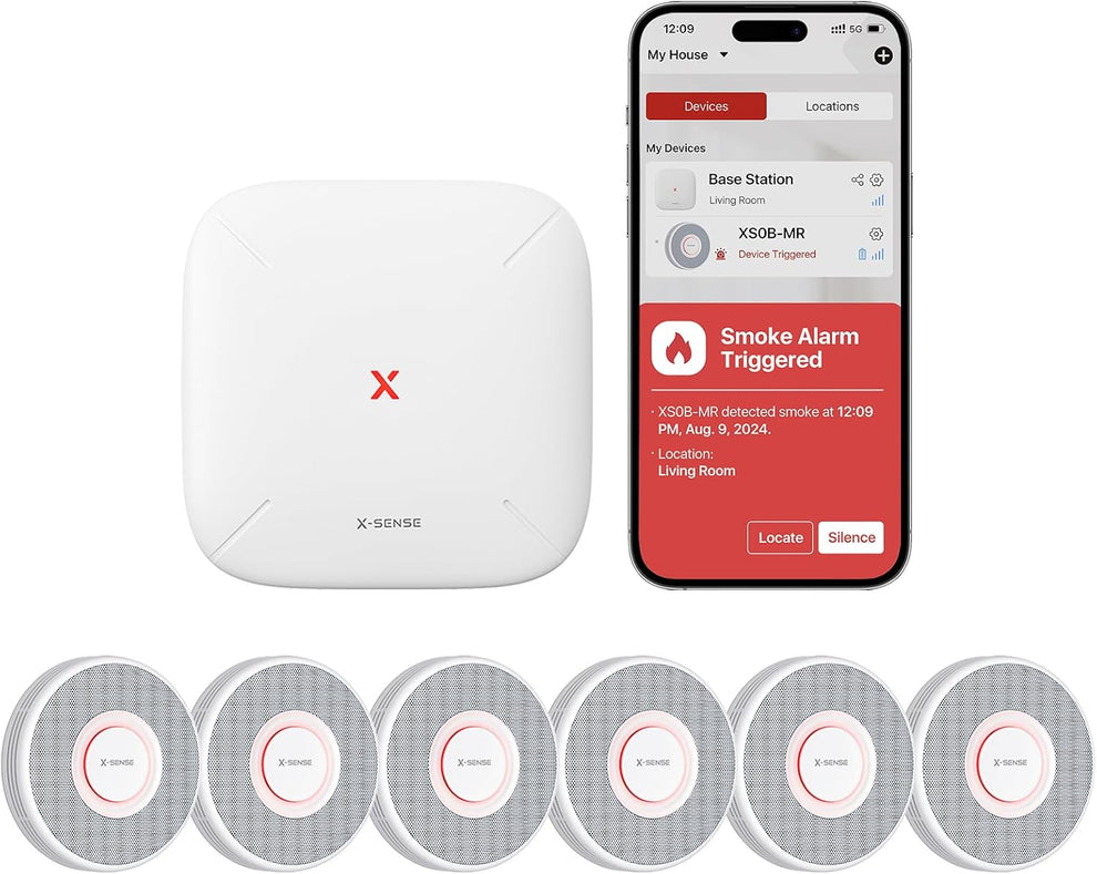 X-Sense Detector de humo inteligente con alertas de voz, Inalambrico ...