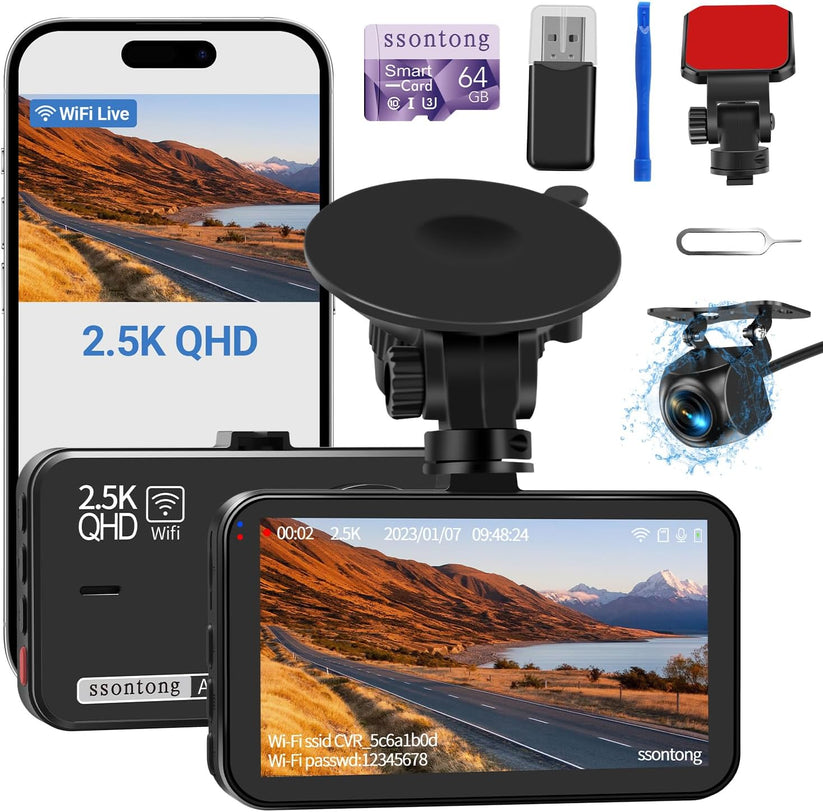 Cámara de tablero frontal y trasera 2.5 K 1080P A16W dashcam – TECHNSTORE